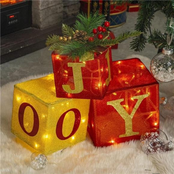 Holiday | Set Of 3 Christmas Lighted Gift Boxes Prelit 6 Led Light Up ...